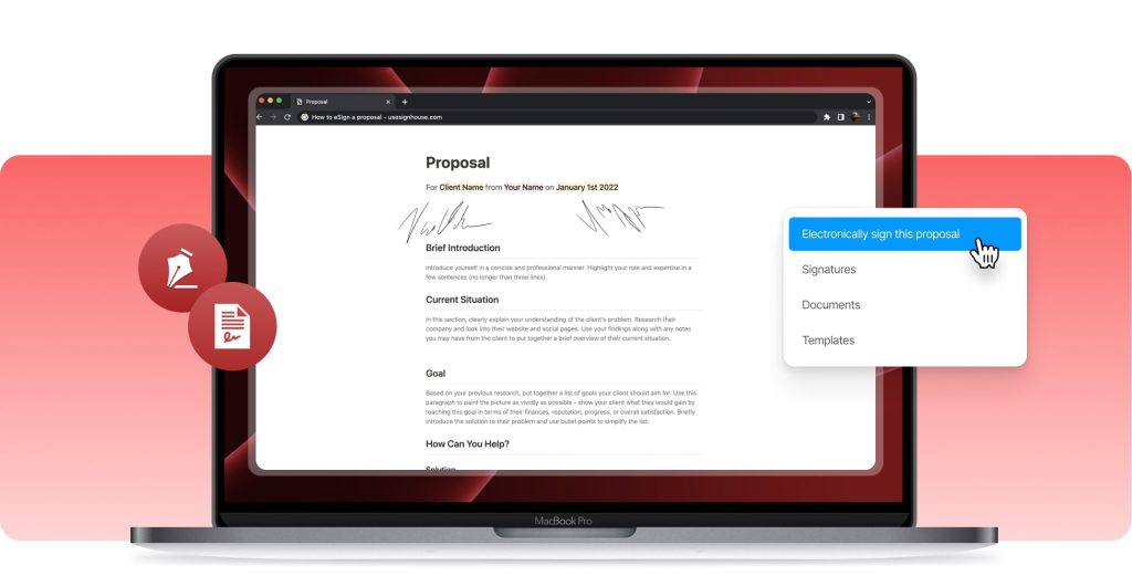 Add signature to proposal - SignHouse