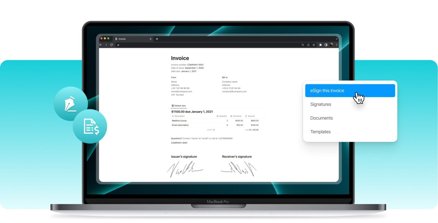 Add signature to invoice - SignHouse