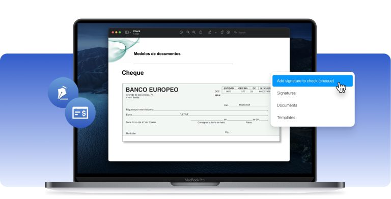 Add signature to a check (cheque) - SignHouse