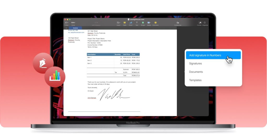 Add signature in Apple Numbers - SignHouse